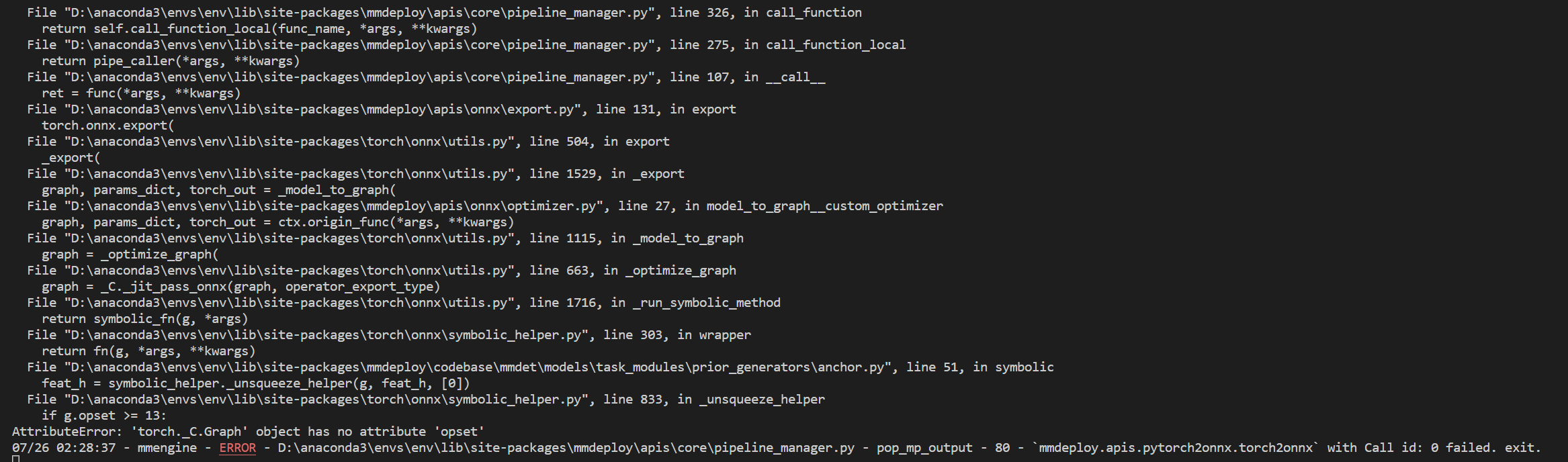 [bug] Attributeerror Torch C Graph Object Has No Attribute Opset · Issue 2299 · Open