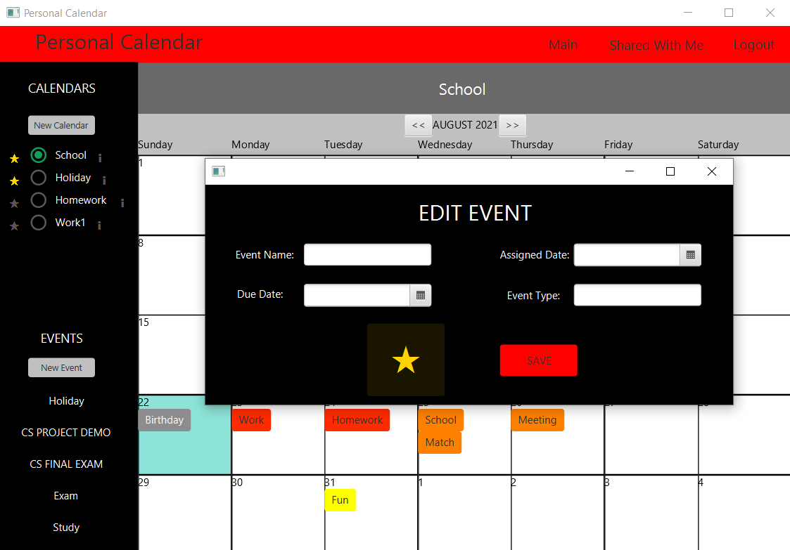 GitHub - kursadguzelkaya0/Personal-Calendar: This is a desktop calendar ...