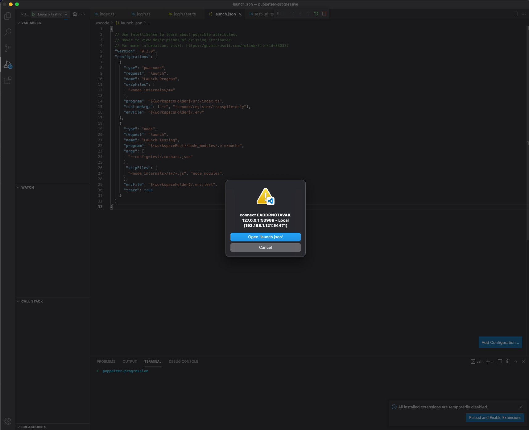 connect EADDRNOTAVAIL 127.0.0.1:53769 - Local (192.168.1.121:52475) · Issue #130111 · microsoft ...