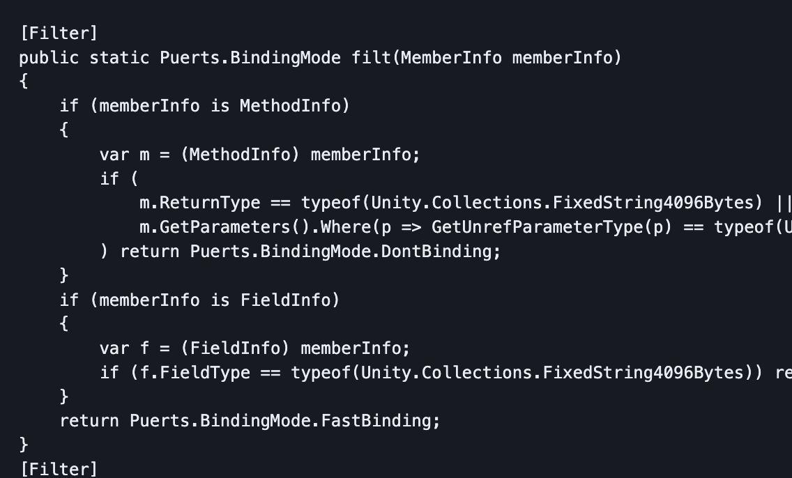 [Unity] Bug: 新的过滤还是会有大量方法过滤不了，导致名字过长编译失败 · Issue #1397 · Tencent/puerts · GitHub