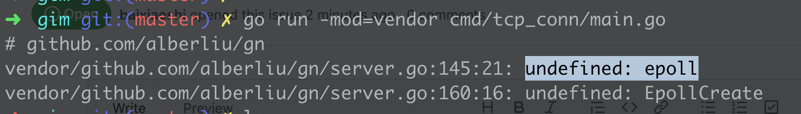 undefined: epoll · Issue #77 · alberliu/gim · GitHub