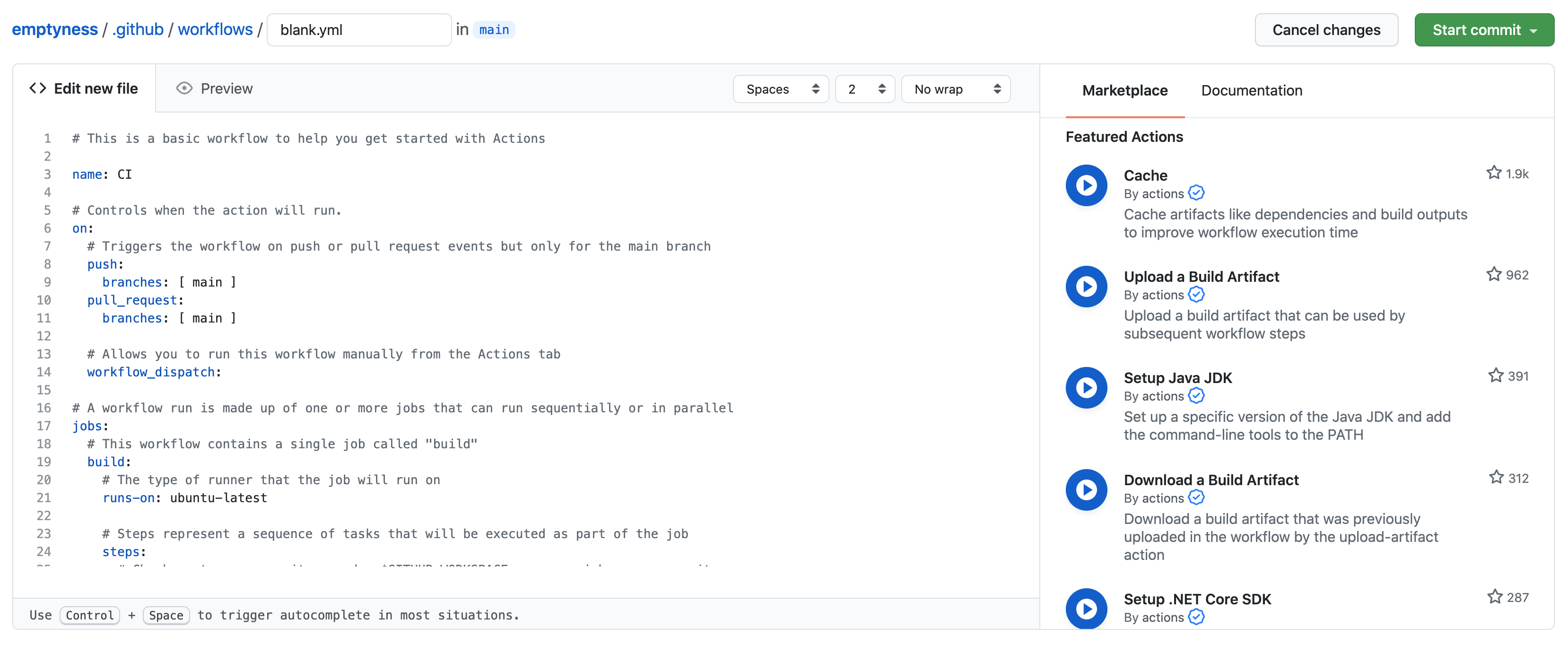[Improvement]: Update documentation for GitHub Actions and use of Marketplace to browse Actions ...