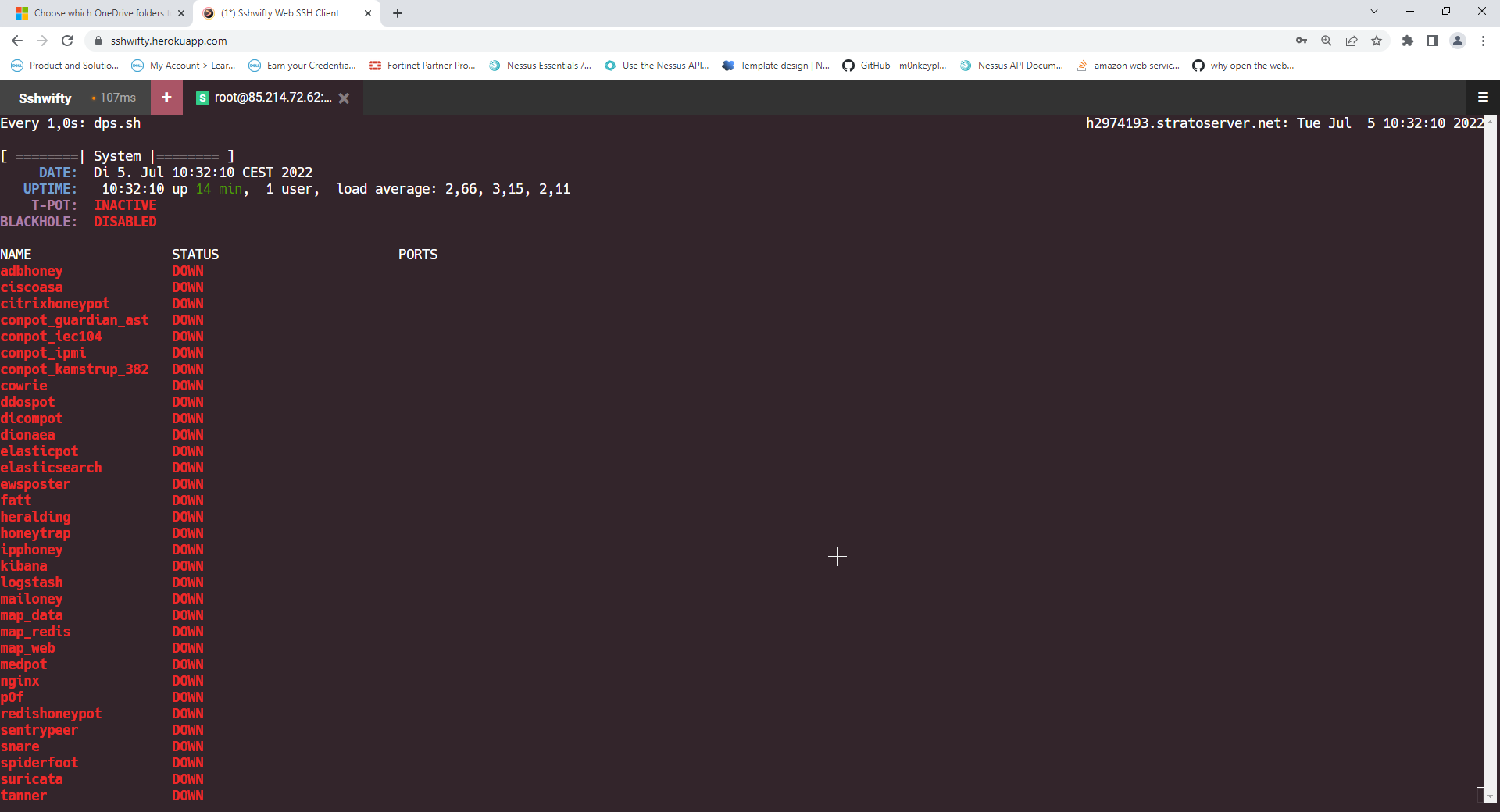 After successful installation containers and Tpot are switching between up and down · Issue ...