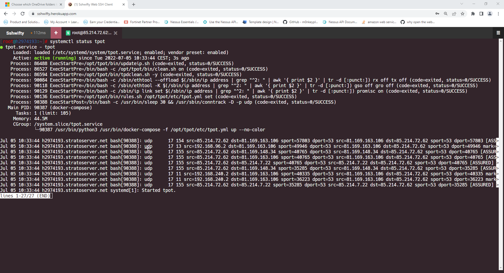 After successful installation containers and Tpot are switching between up and down · Issue ...