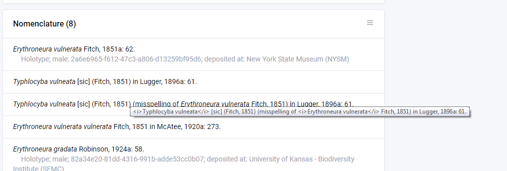 Nomenclature section - tooltip · Issue #44 · SpeciesFileGroup/taxonpages · GitHub