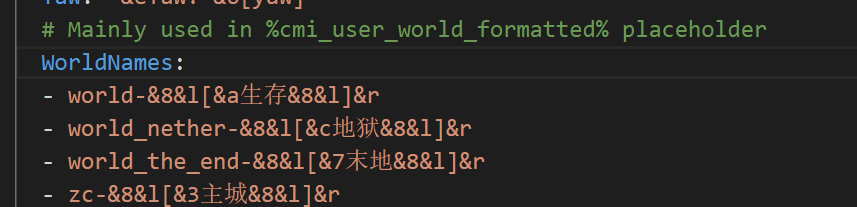 After setting the world name in the CMIlib language file, the %cmi_user_world_formatted ...