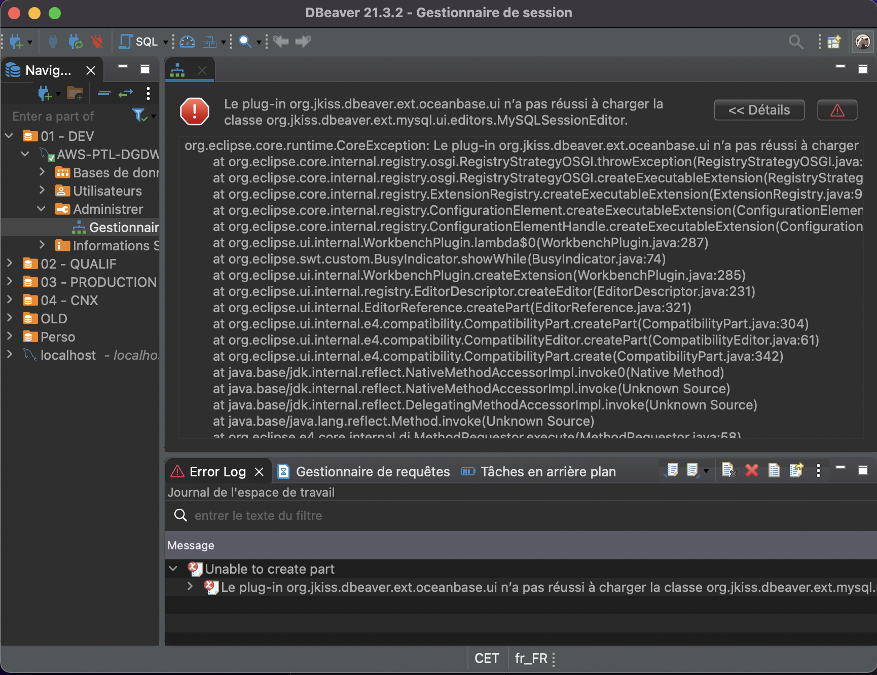 Error when trying to open "session manager" · Issue #14958 · dbeaver/dbeaver · GitHub