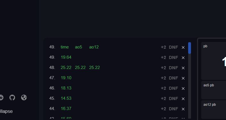 [SUGGESTION] Add ao5 and ao12 in time list · Issue #160 · kash/cubedesk · GitHub