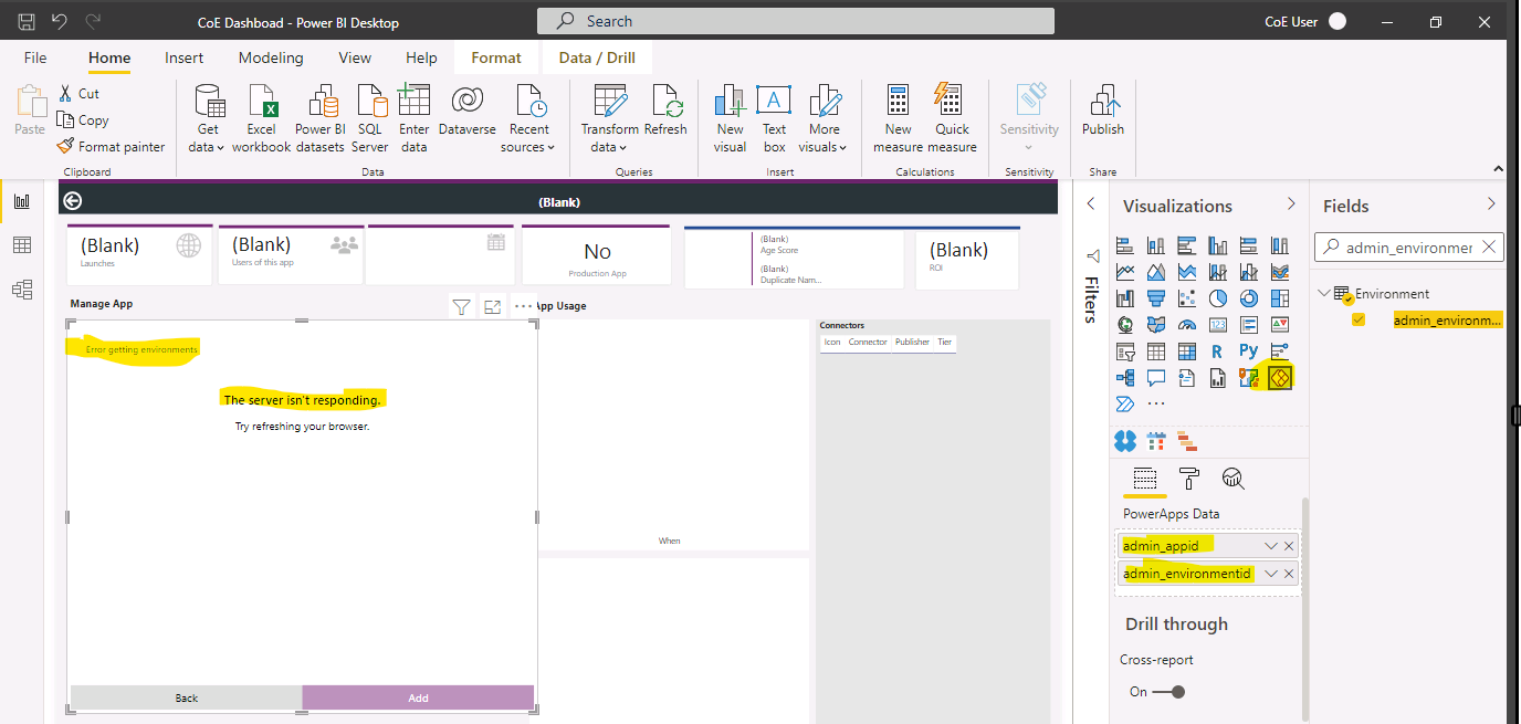 [CoE Starter Kit - BUG] embedding apps in Power BI fails with "server isn't responding" · Issue ...