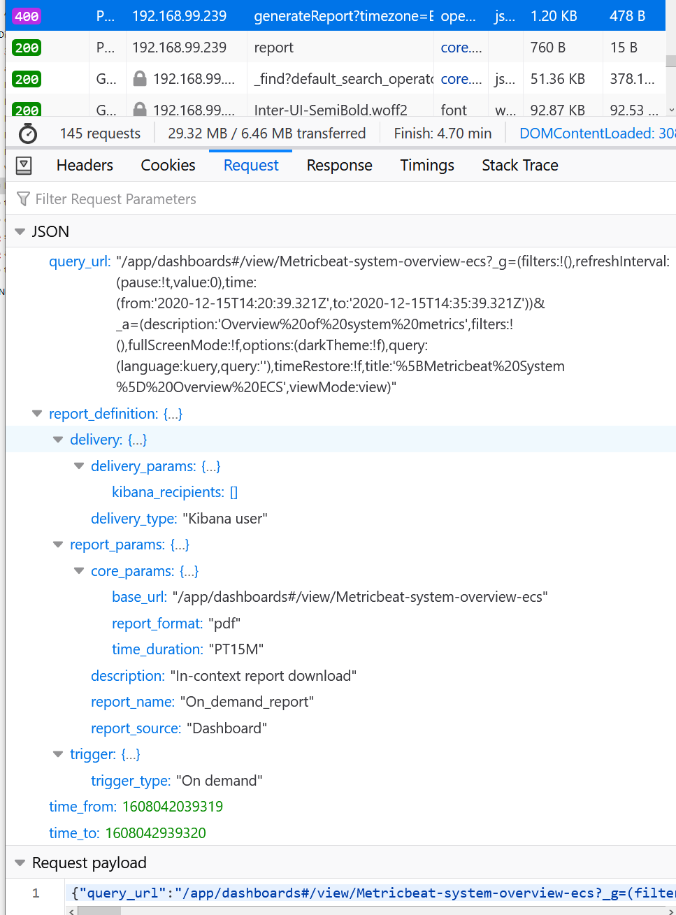 Report Generation From Default Metricbeat Dashboards Does Not Work · Issue 250 · Opendistro 7917