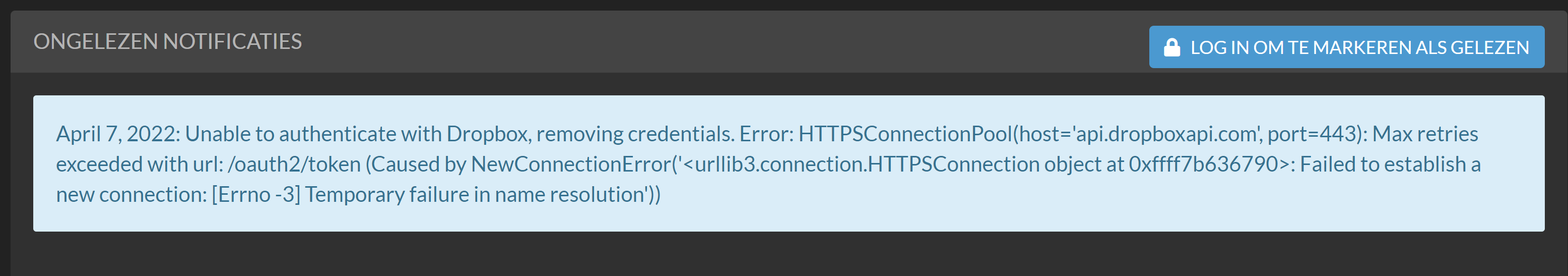Dropbox credentials verwijderd bij NewConnectionError · Issue #1623 · dsmrreader/dsmr-reader ...