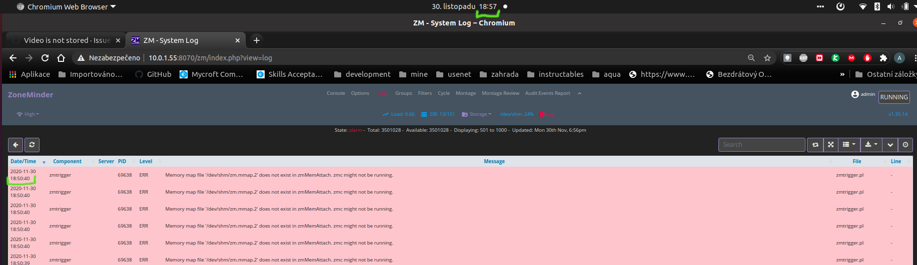 Slow log, new lines have a time in past · Issue #3086 · ZoneMinder/zoneminder · GitHub