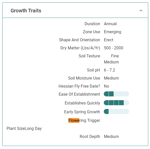 for mustard the flowering trigger gets formatted weird and has an odd value in info sheet ...