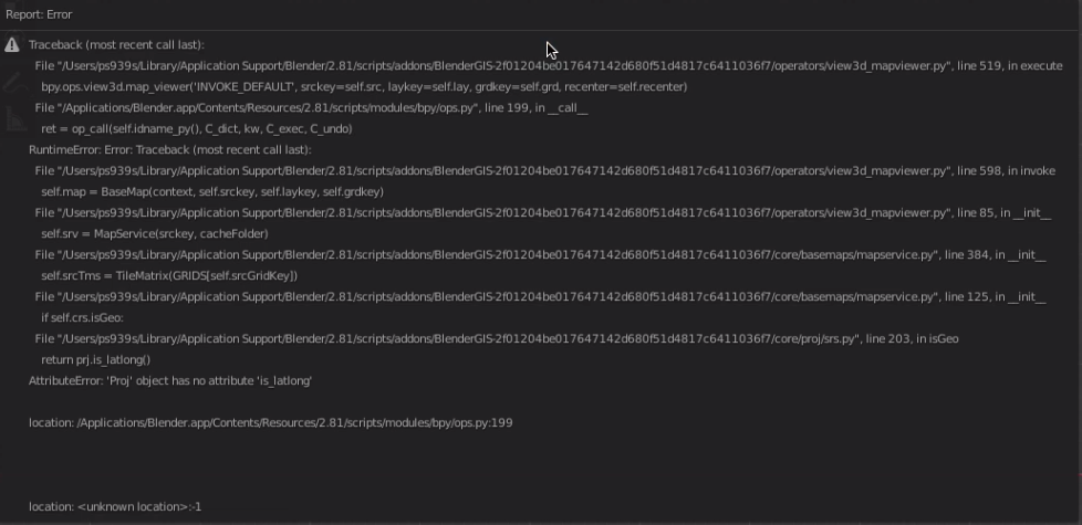 Basemap import crash. Proj has no attribute is_latlong · Issue #197 · domlysz/BlenderGIS · GitHub