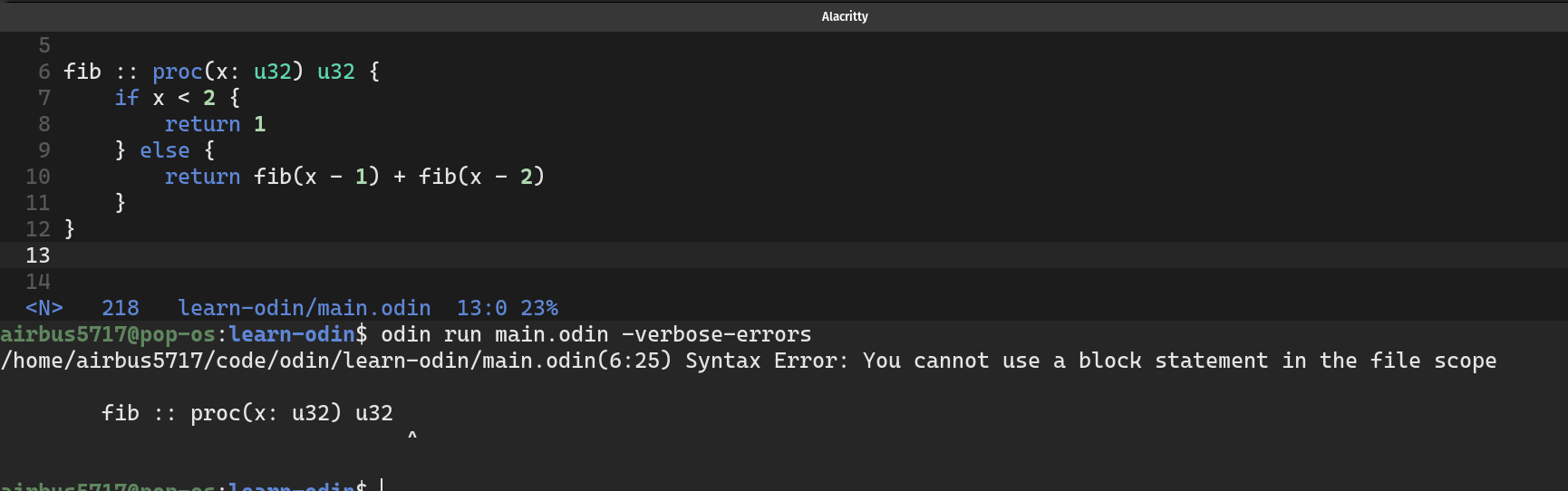 a bug in displaying code (the last letter) in error msgs · Issue #1226 · odin-lang/Odin · GitHub
