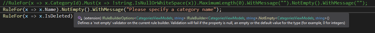What About Adding A Validation Against Null Or White Space · Issue 1174 · Fluentvalidation