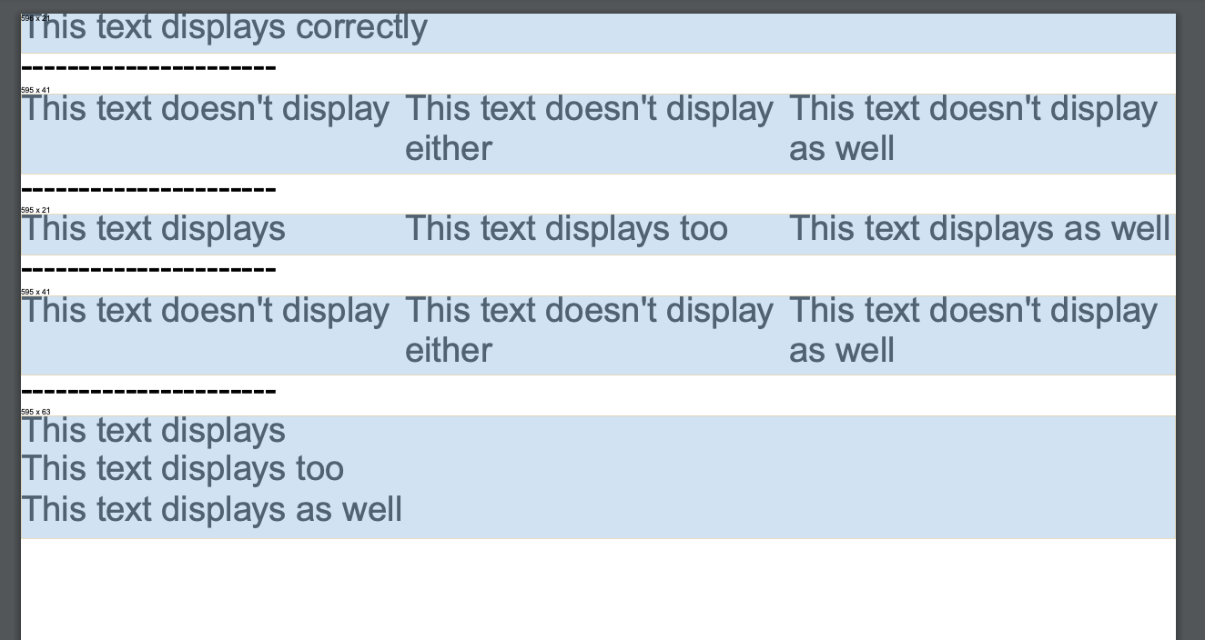 flexDirection: row causes text to have no height · Issue #348 · diegomura/react-pdf · GitHub
