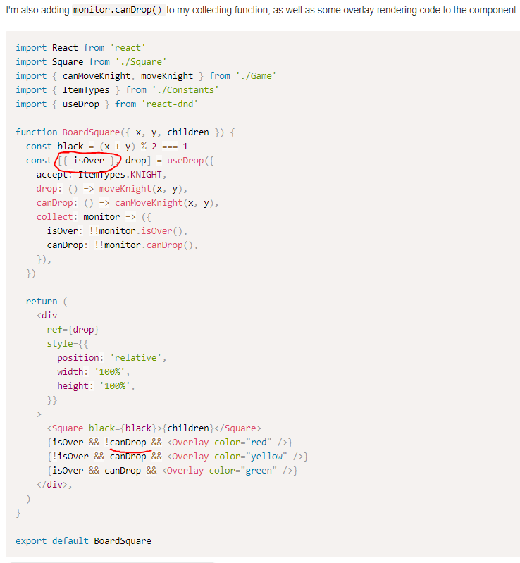 Small mistake in a snippet of the tutorial · Issue #1878 · react-dnd/react-dnd · GitHub