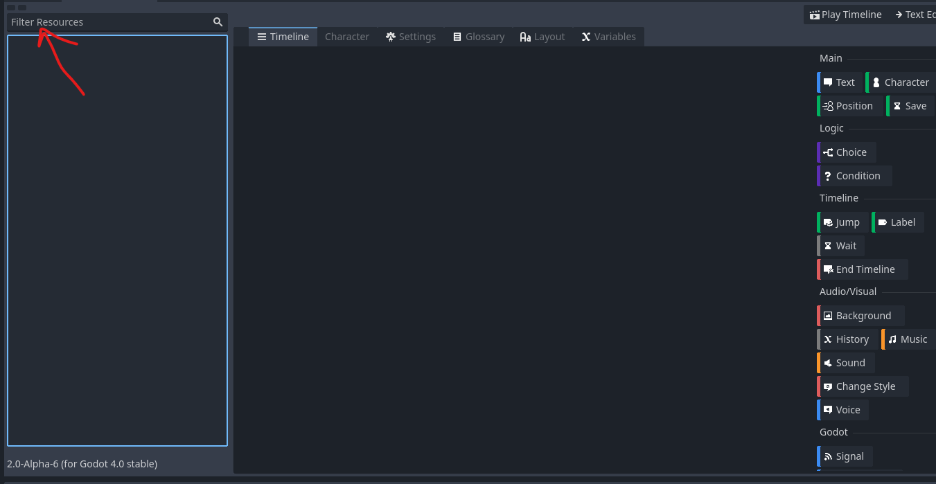 Add Timeline And Add Character Buttons Not Showing Properly · Issue 1463 · Dialogic Godot 4303