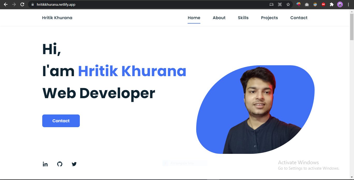 GitHub - hritikkhurana10sm/Portfolio: Created a Portfolio website using ...