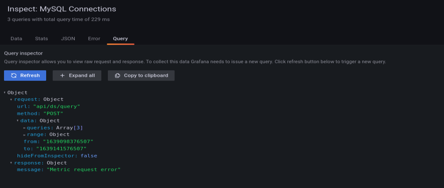 MySQL Overview Dashboard - Metric request error - Grafana 8.3.1 · Issue #42936 · grafana/grafana ...