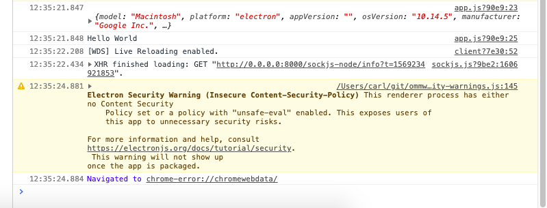 Electron v6.0.10 with webpack-dev-server redirects after a few seconds to file:// protocol ...