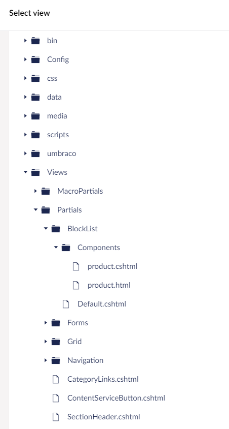 8.7 Blocklist editor - unclear what kind of template is expected for partial view in element ...