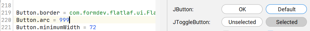 Button.arc has no effect · Issue #629 · JFormDesigner/FlatLaf · GitHub