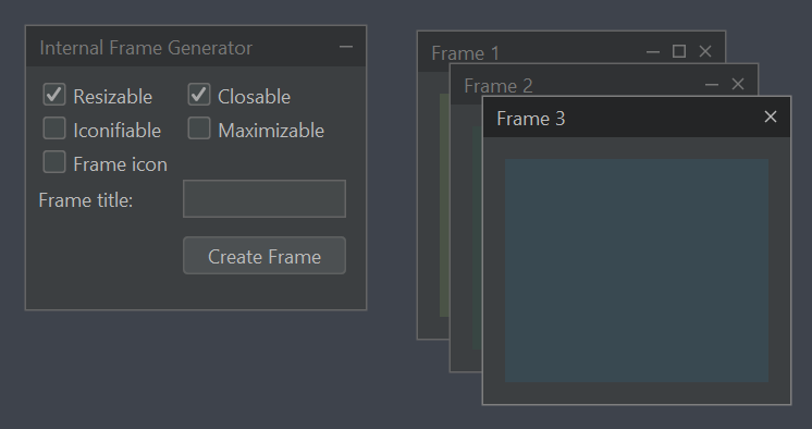 Internal Frames do not have decorations corresponding to FlatLaf · Issue #39 · JFormDesigner ...