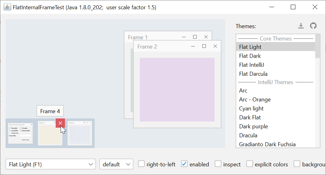 Internal Frames do not have decorations corresponding to FlatLaf ...