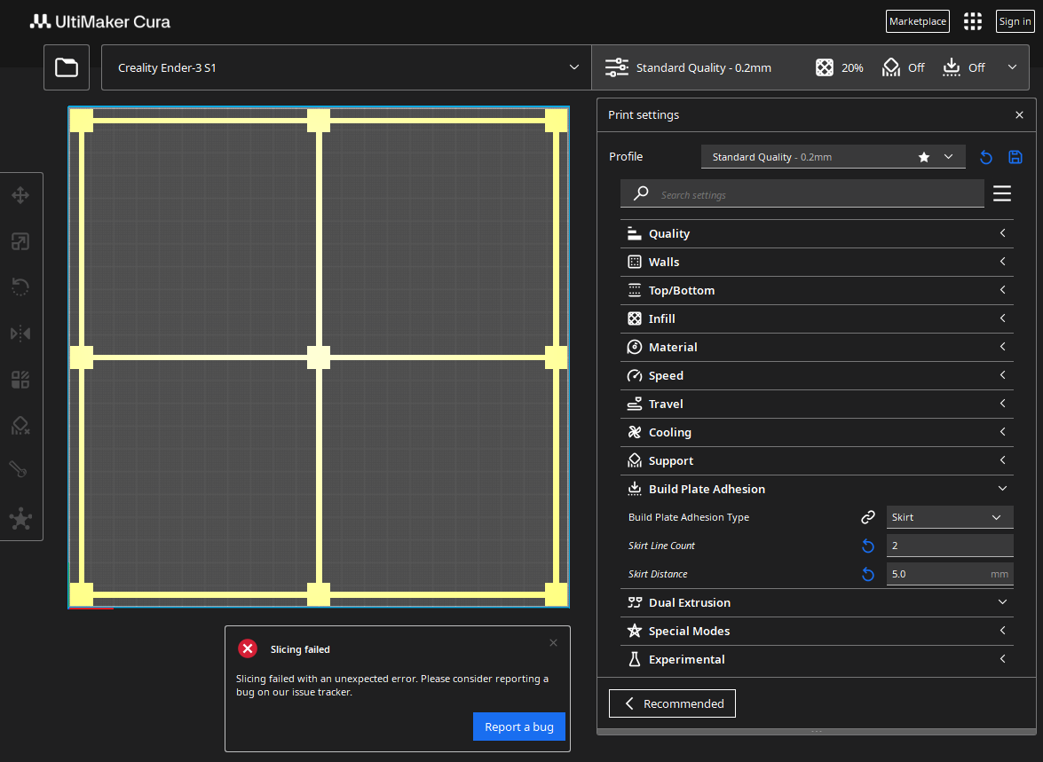 Skirt adhesion out of build plate · Issue #16240 · Ultimaker/Cura · GitHub