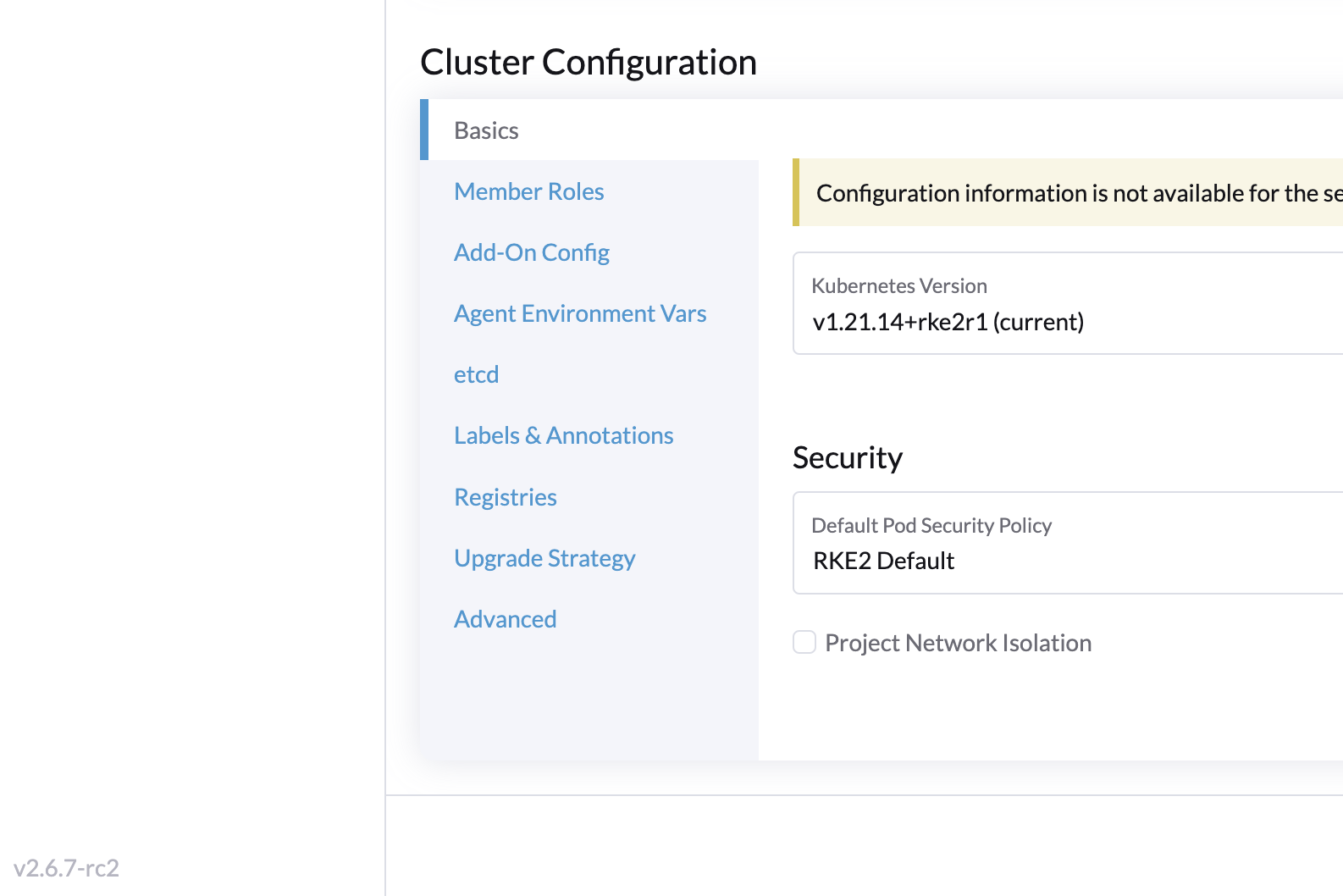 Networking tab is missing in Edit Config page on rke2 provisioned cluster · Issue #5866 ...