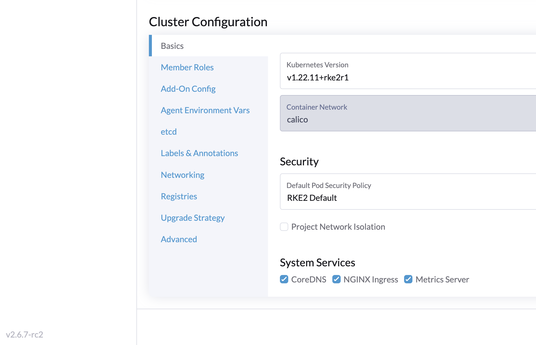Networking tab is missing in Edit Config page on rke2 provisioned cluster · Issue #5866 ...