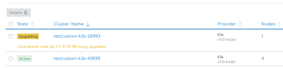 UI shows Upgrading even after the cluster is already upgraded in a single node k3s cluster ...