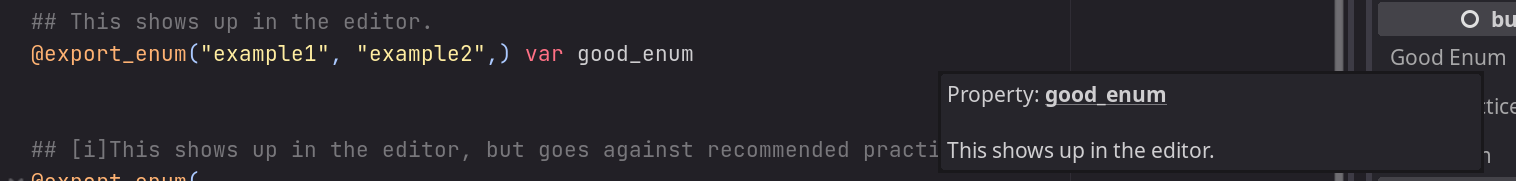 Gdscript Documentation Comments Description Tooltips Are Omitted When Applied To Export