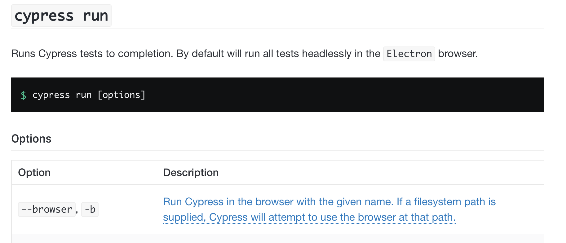 Update docs for --browser option · Issue #2125 · cypress-io/cypress-documentation · GitHub