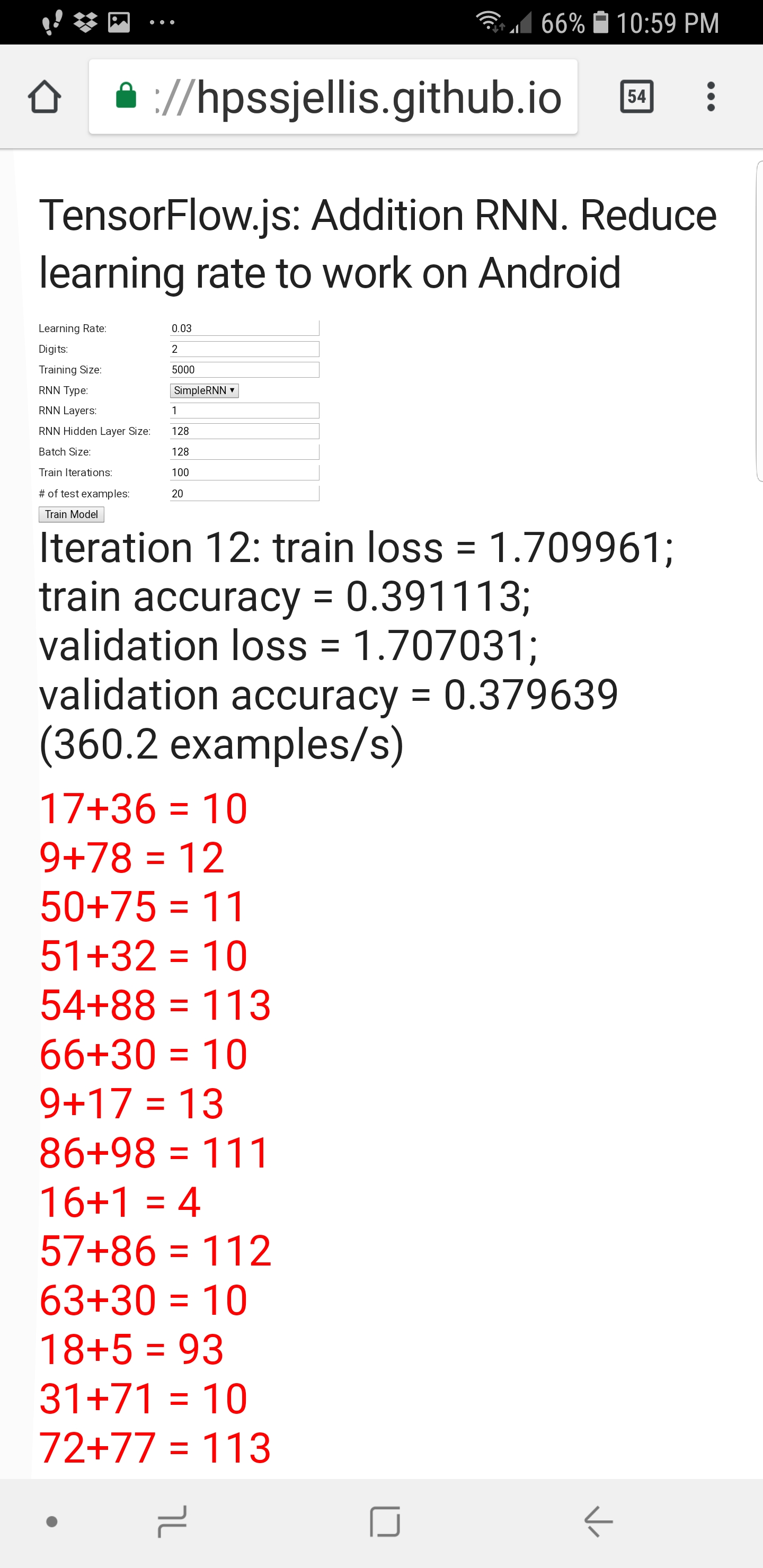 Several Demos Show NaN for the loss Calculation only on Mobile · Issue ...