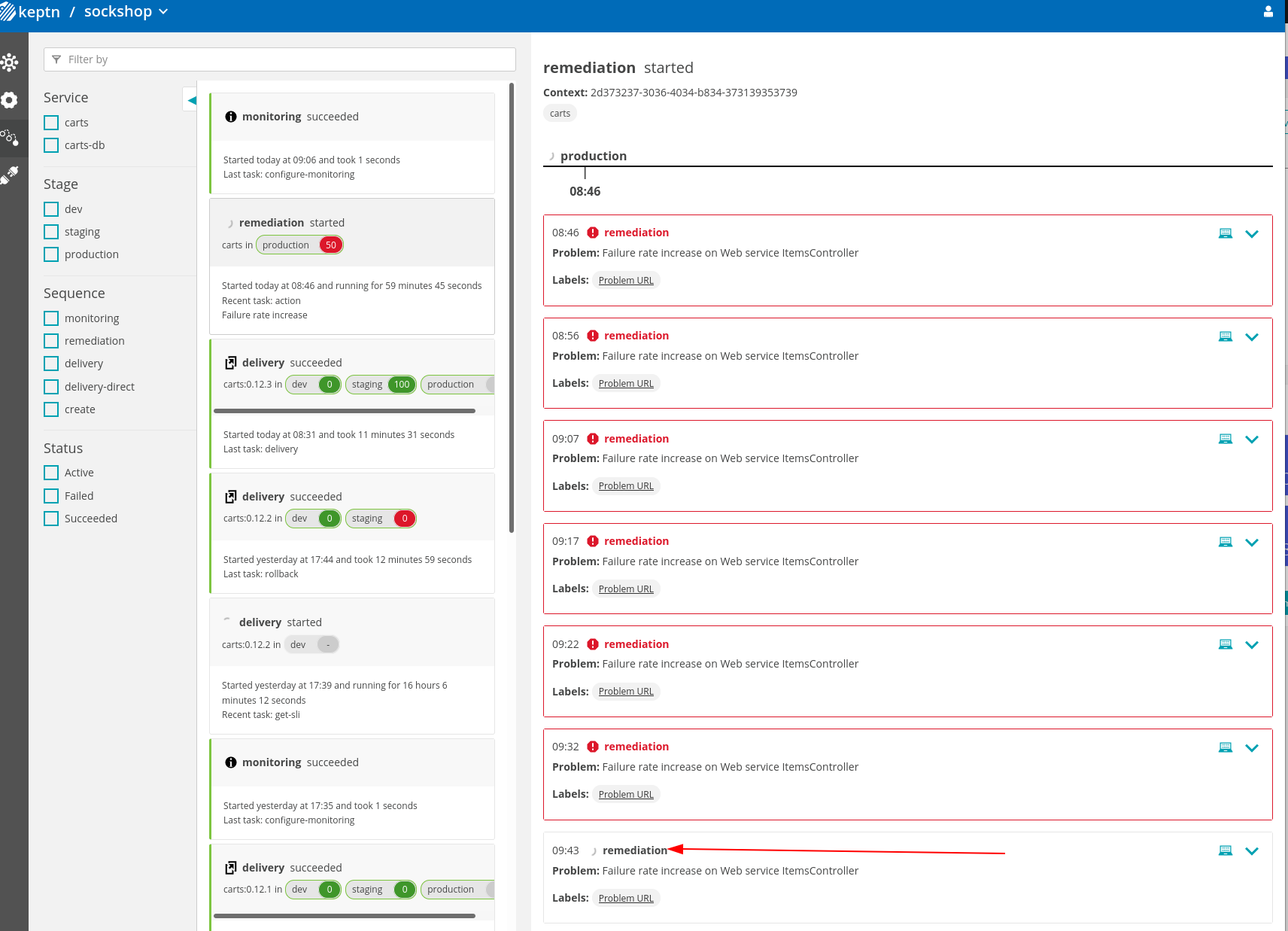Problem Events should lead to separate remediation triggered sequences · Issue #336 · keptn ...