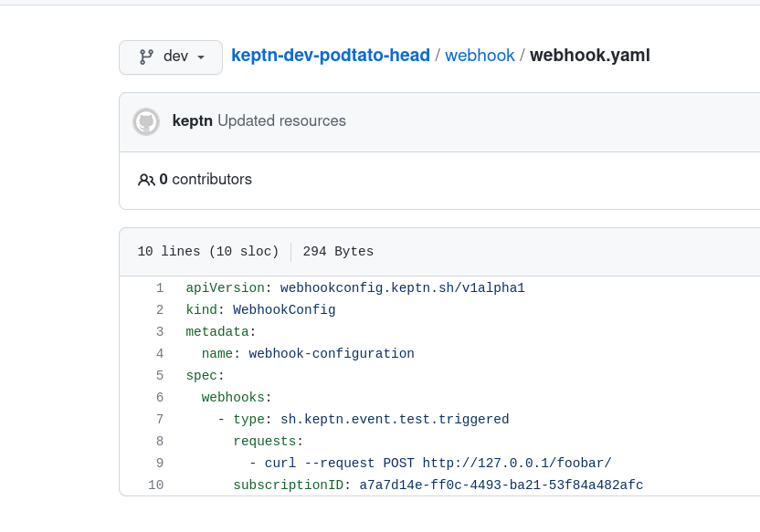 Editing webhooks messes up webhook configuration in config repo · Issue #5707 · keptn/keptn · GitHub