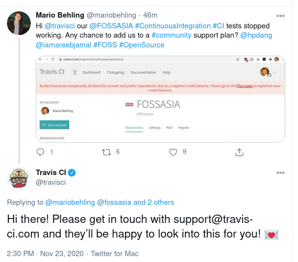 Travis CI builds are disabled due to negative credit balance · Issue ...