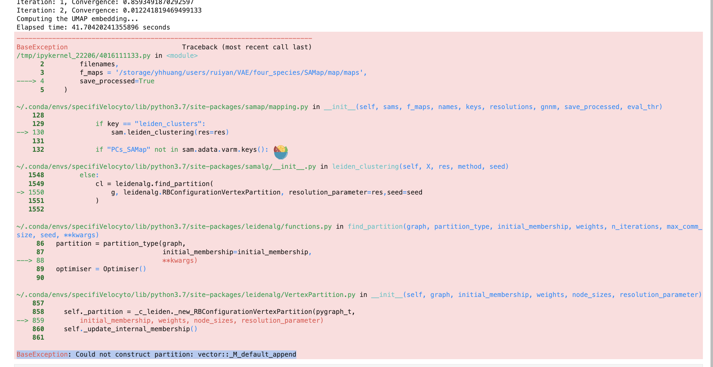 Baseexception Could Not Construct Partition Vectormdefaultappend · Issue 93 