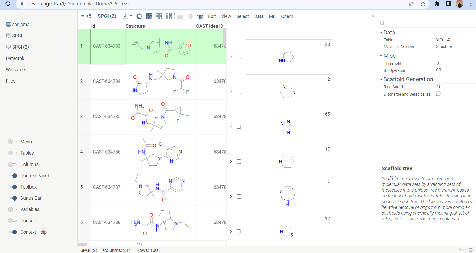 Scaffold Tree: Add a "table" property · Issue #1728 · datagrok-ai/public · GitHub
