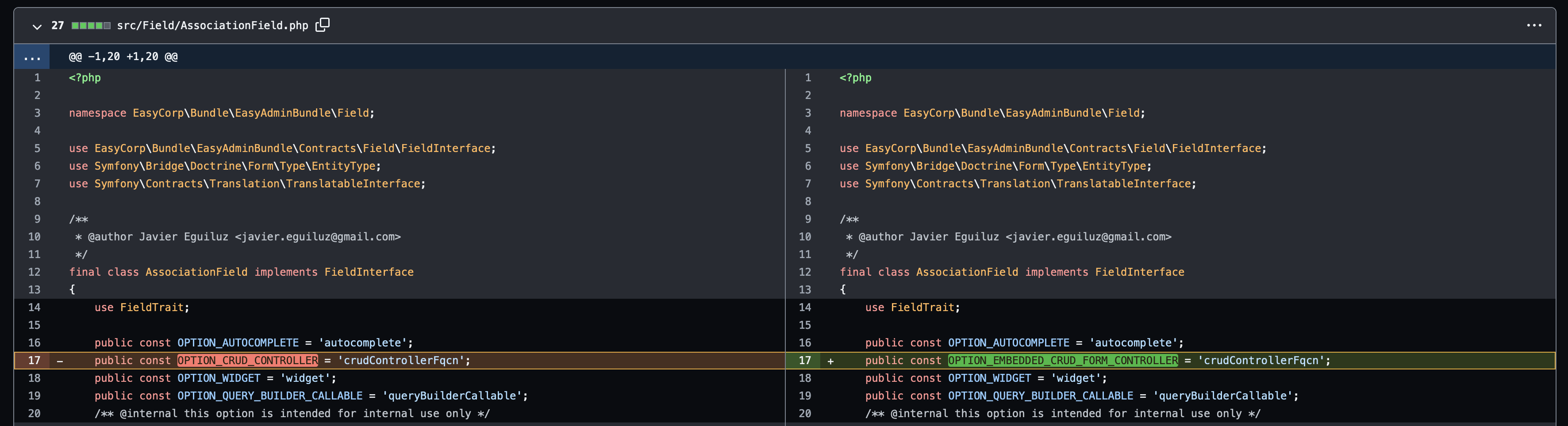 fix BC break in AssociationField by sad270 · Pull Request #5492 · EasyCorp/EasyAdminBundle · GitHub