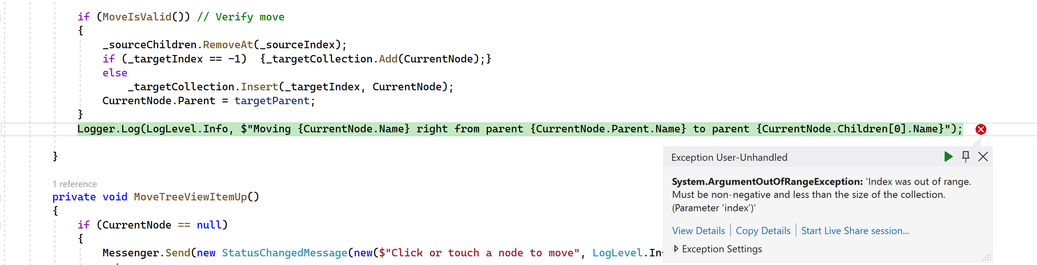 System Out of Range Exception using move keys · Issue #319 · storybuilder-org/StoryCAD · GitHub