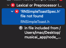 'RNSimpleToastSpec.h' file not found · Issue #29 · vonovak/react-native-simple-toast · GitHub