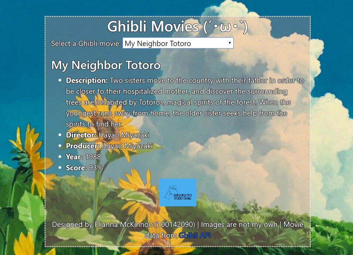 GitHub - eliannamck/Ghibli-Movie-Page: Web page that displays information about movies produced ...