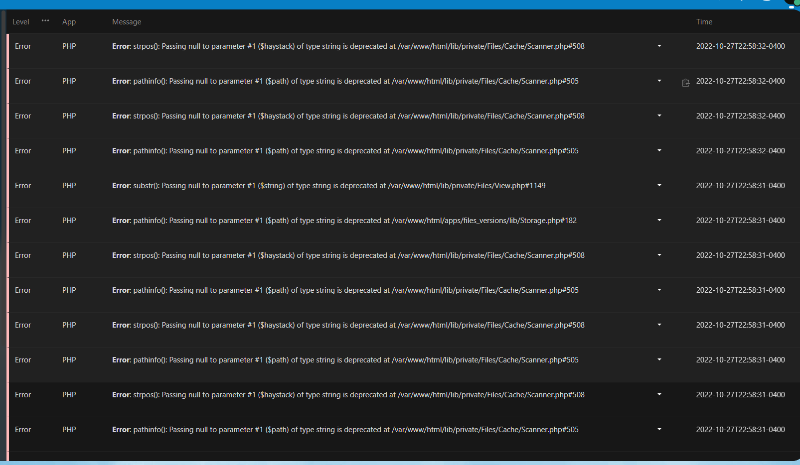 Php Error Of Type String Is Deprecated At Nc25 · Issue 34962 · Nextcloud Server · Github