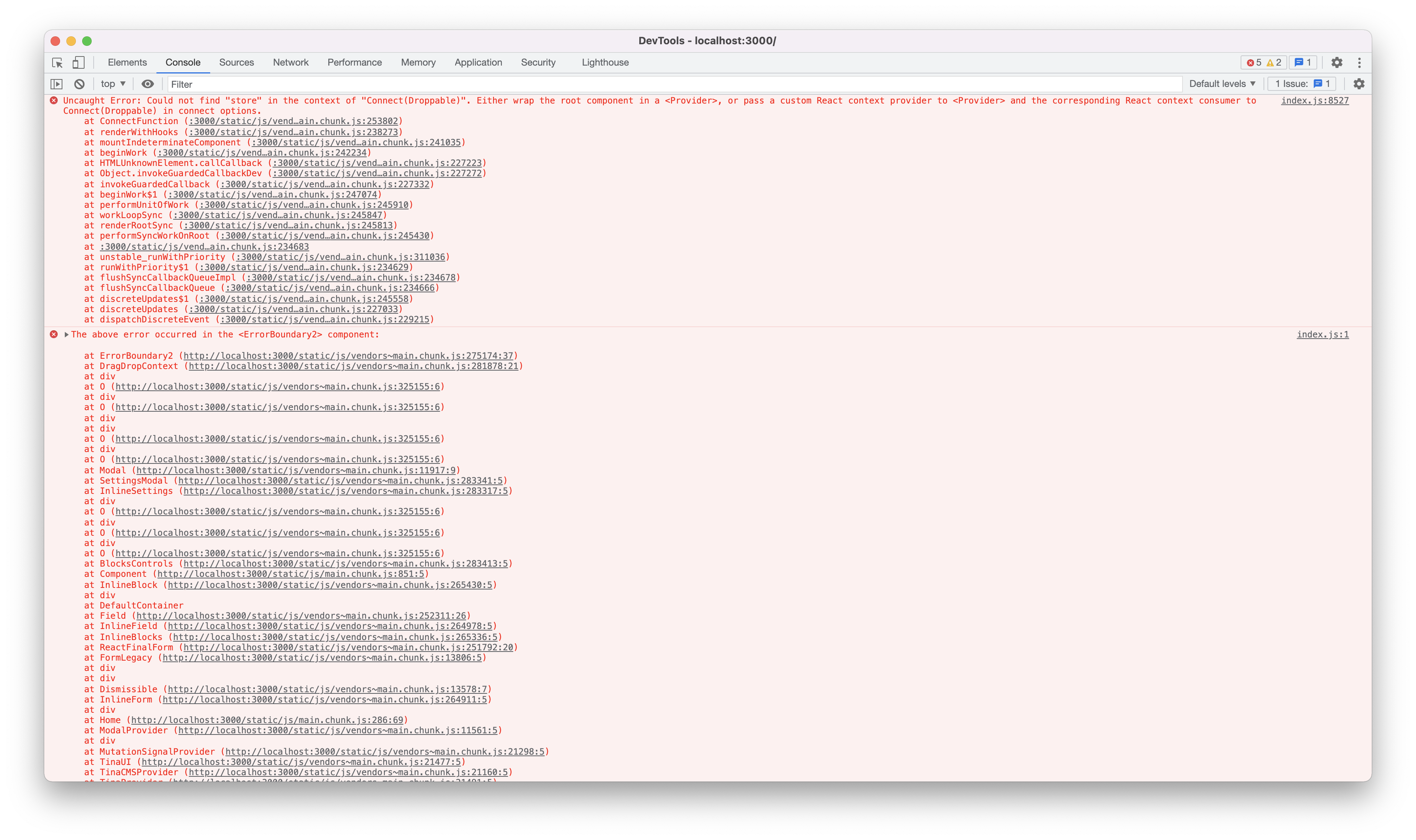 Uncaught Error: Could not find "store" in the context of "Connect(Droppable)". when dragging ...