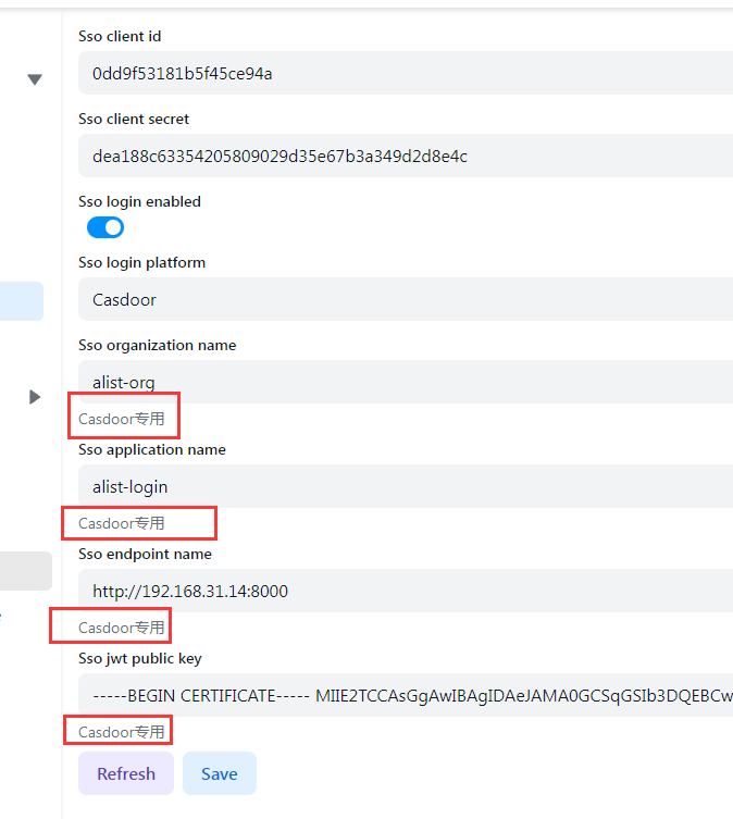 Only show the options of Casdoor while Casdoor is selected at frontend SSO settings · Issue ...