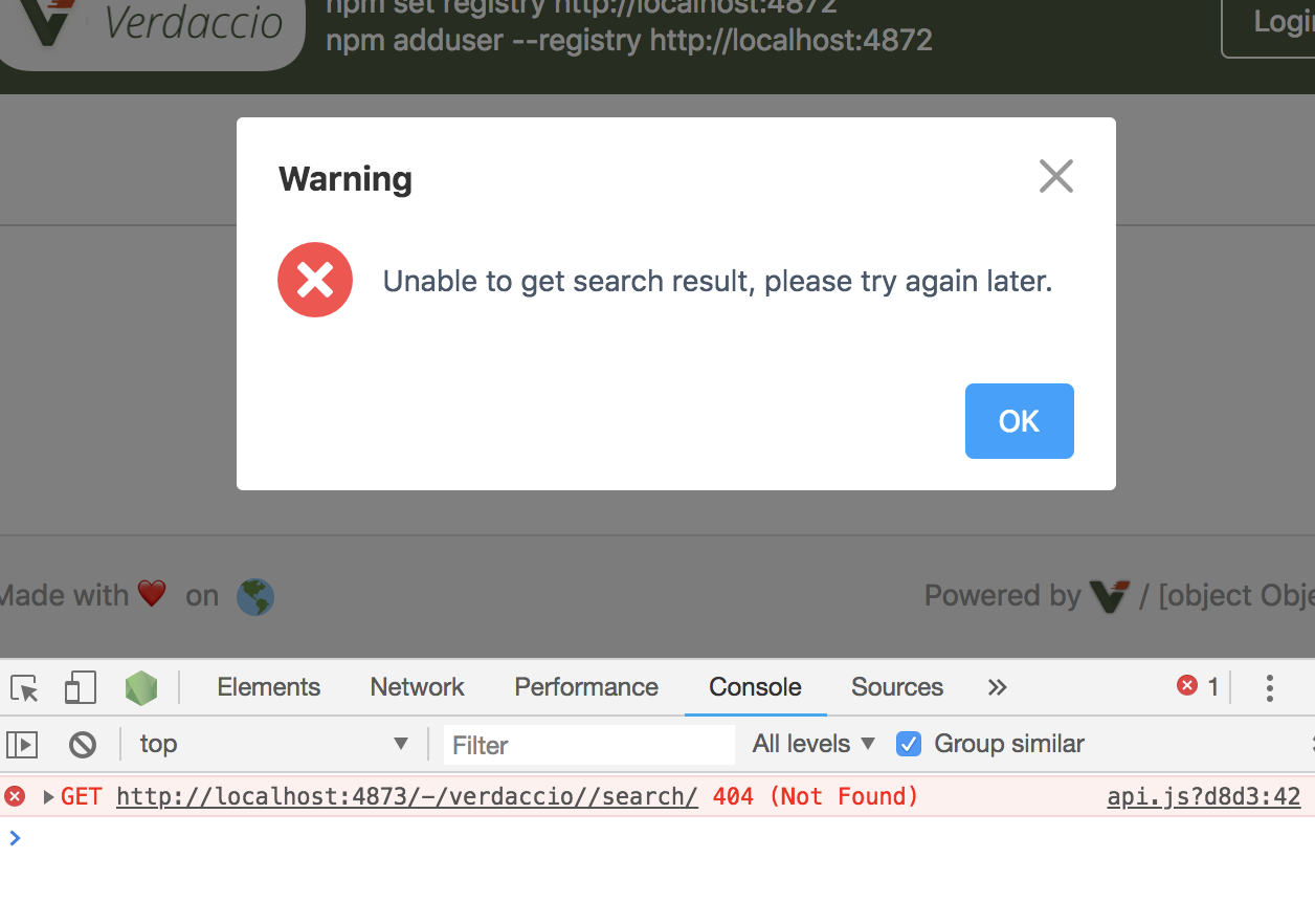 search crashes on entering ' ' (spaces) as a value · Issue #898 · verdaccio/verdaccio · GitHub